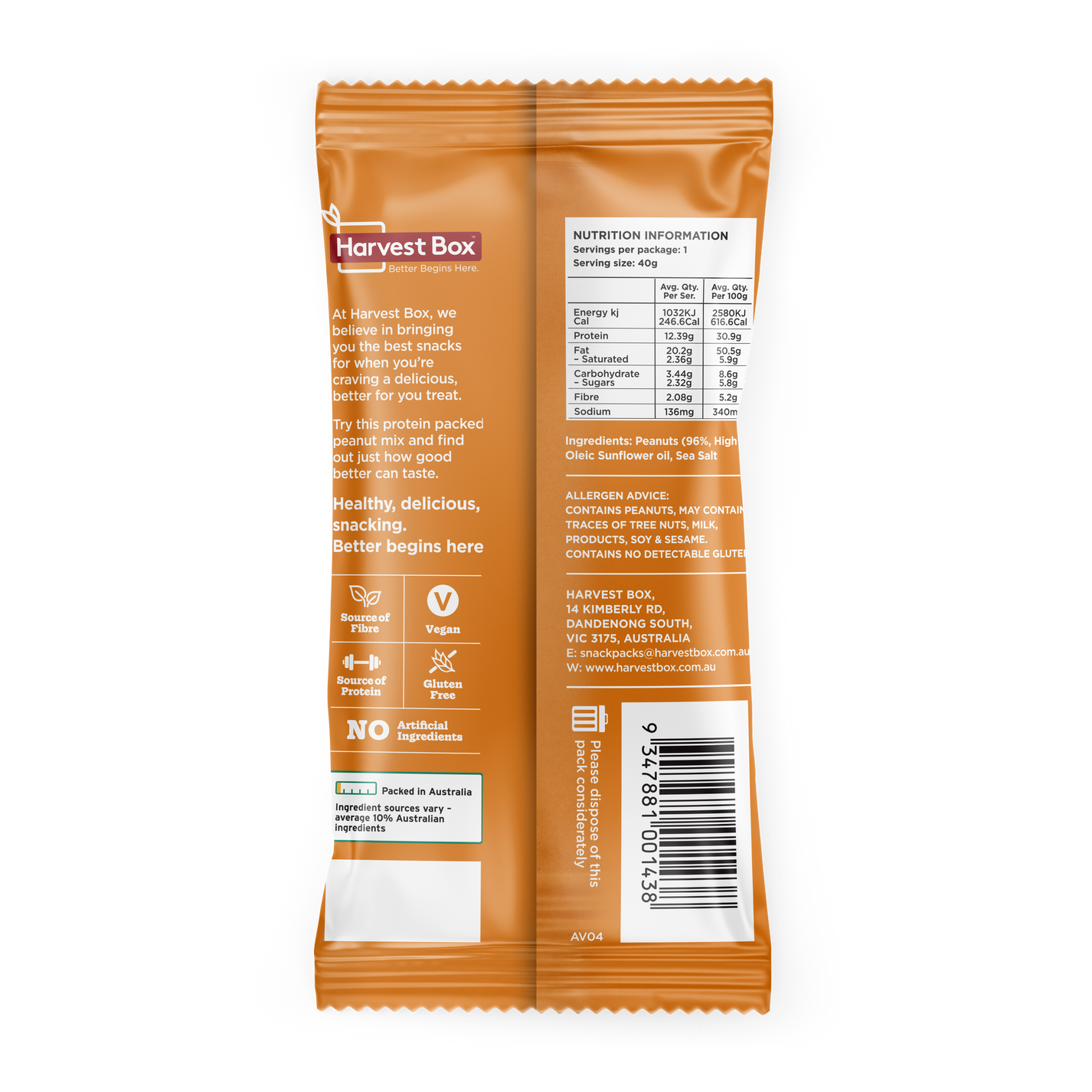 Salted Peanuts 40g x 10 Thin Packs – Harvest Box